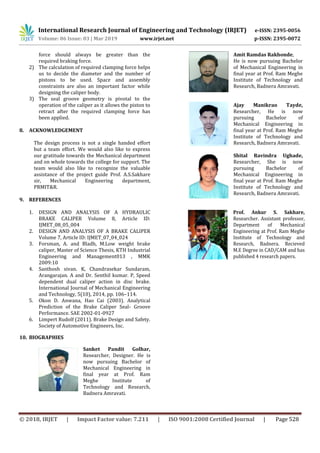 IRJET- Design of Brake Caliper | PDF