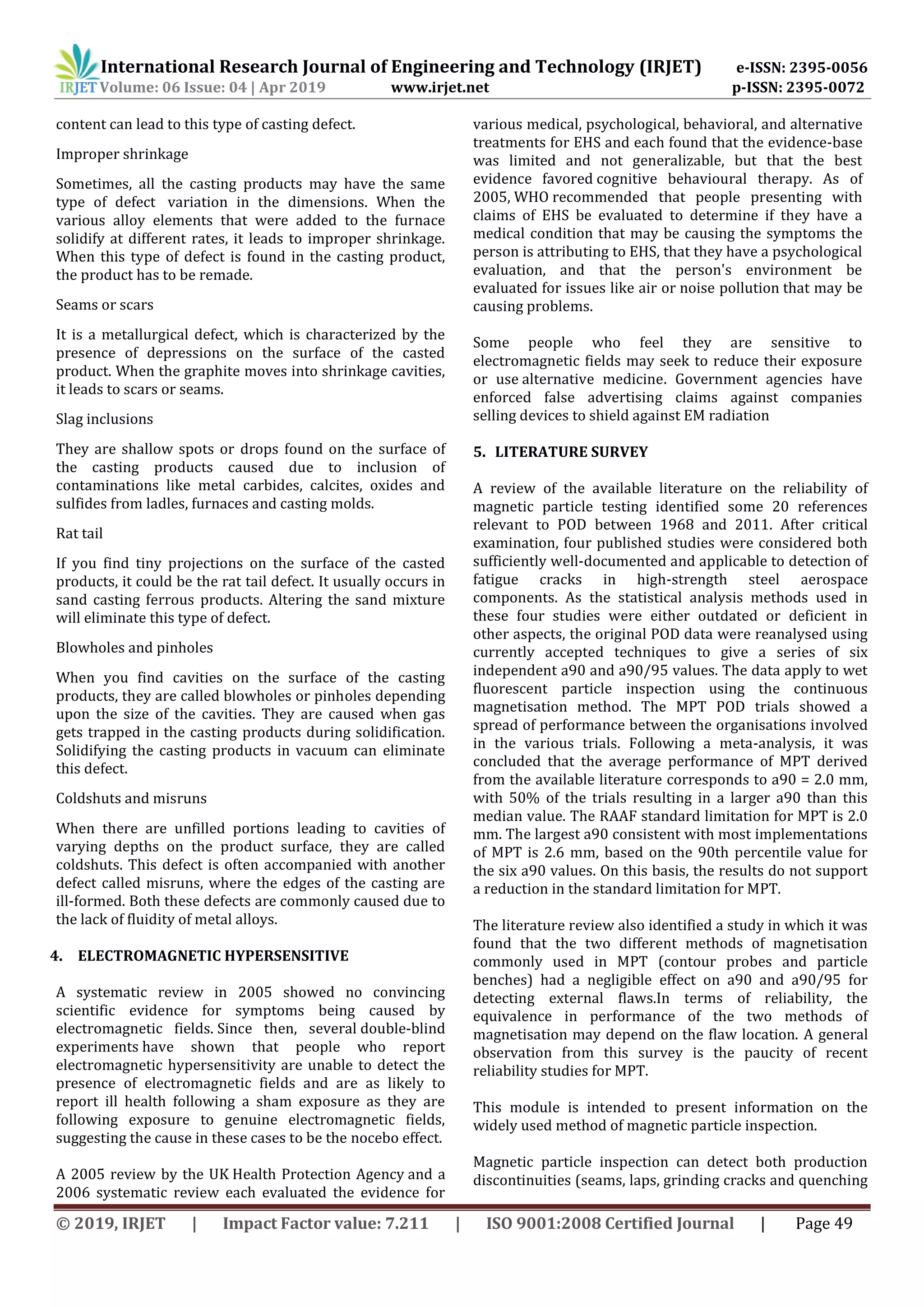 IRJET- Analysis of Surface Defects of Ferrous Castings by using ...