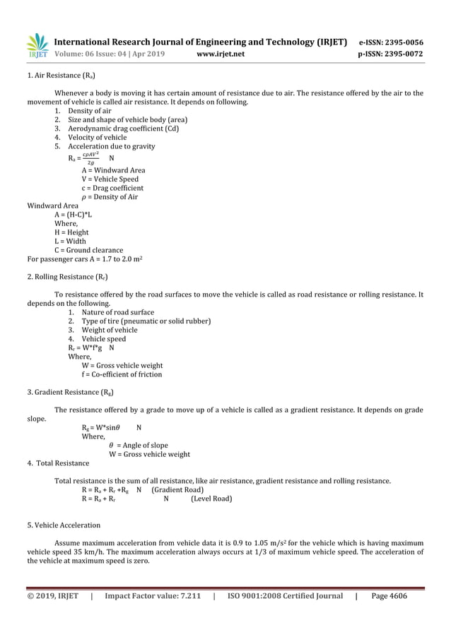 IRJET- Optimization of Required Power for an Electric Vehicle | PDF