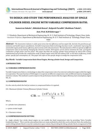 IRJET- To Design and Study the Performance Analysis of Single Cylinder ...
