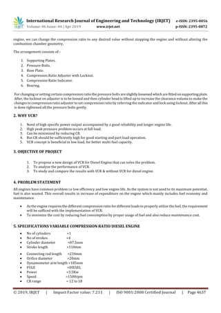 IRJET- To Design and Study the Performance Analysis of Single Cylinder Diesel Engine with ...