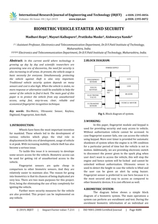IRJET- Biometric Vehicle Starter and Security | PDF | Auto Safety ...