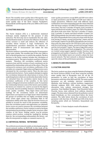 IRJET- Modelling BOD and COD using Artificial Neural Network with Factor Analysis | PDF ...