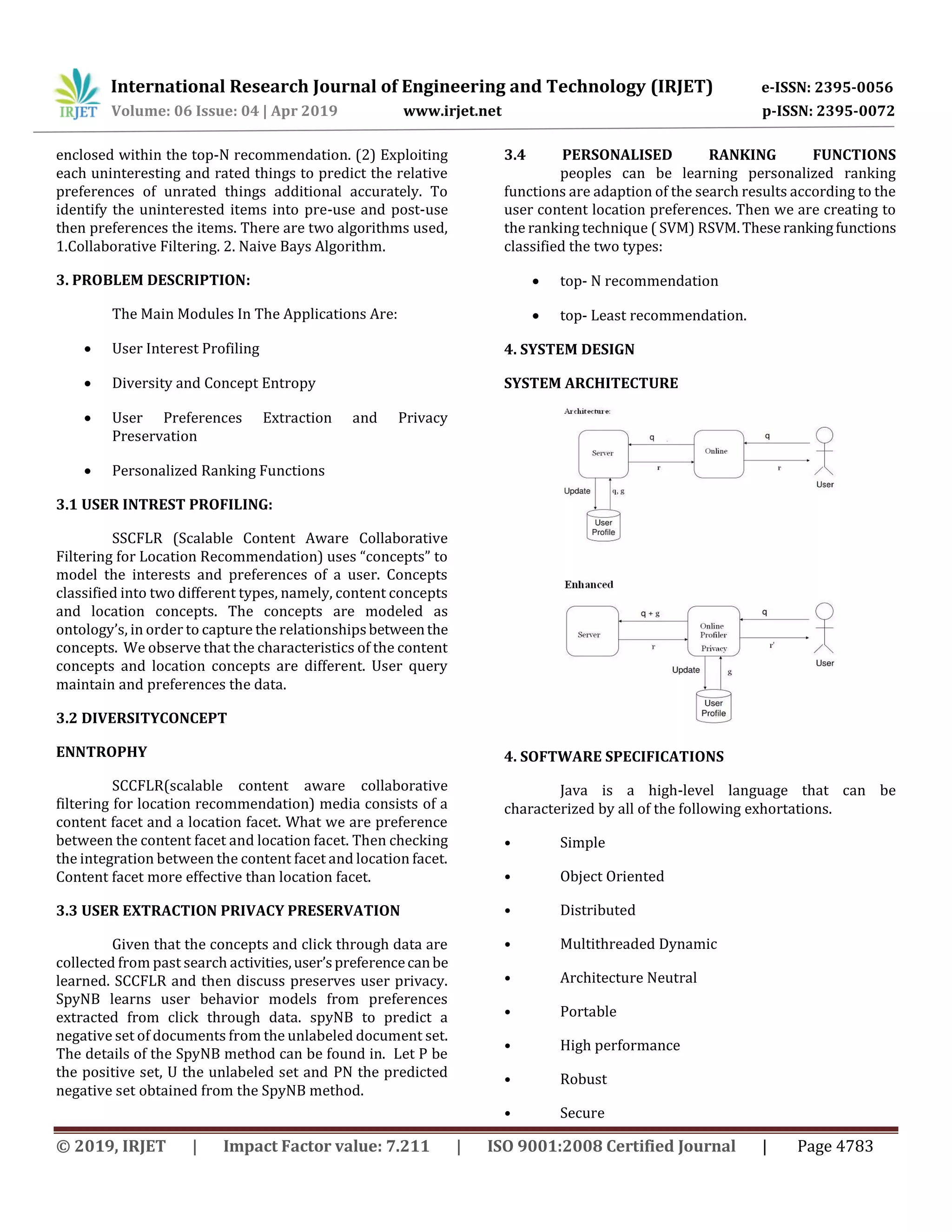 Irjet Scalable Content Aware Collaborative Filtering For Location Recommendation Pdf