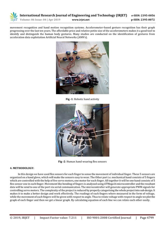 IRJET- Robotic Hand Controlling using Flex Sensors and Arduino UNO | PDF