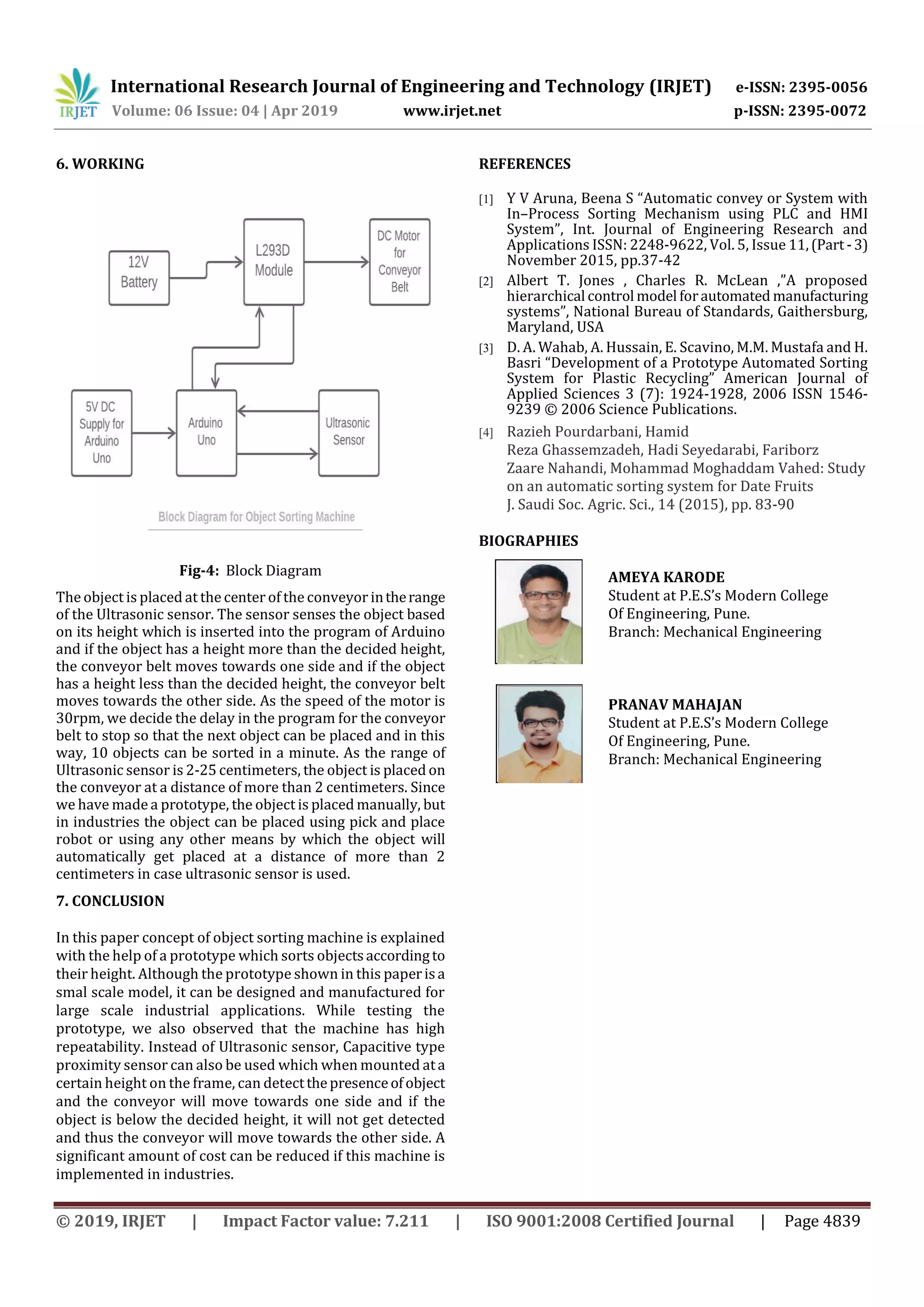 Irjet Object Sorting Machine Using Arduino Uno Pdf 2585