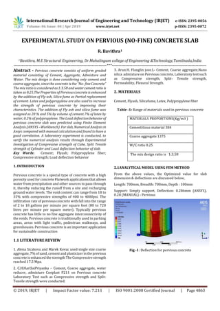 IRJET- Experimental Study on Pervious (No-Fine) Concrete Slab | PDF