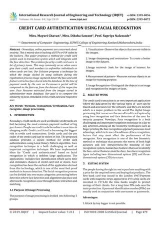 IRJET- Credit Card Authentication using Facial Recognition | PDF