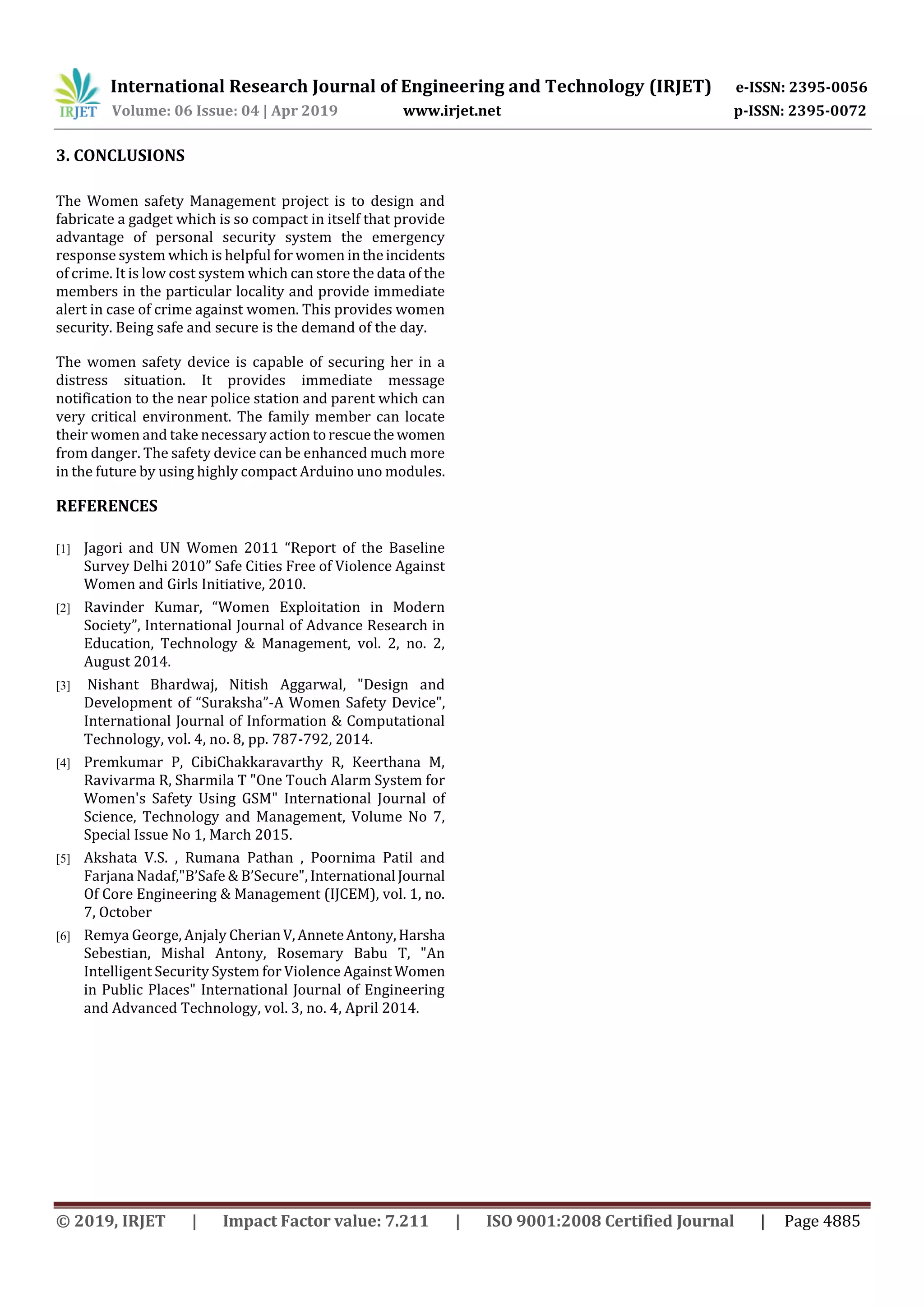 IRJET- Women Safety using IoT | PDF