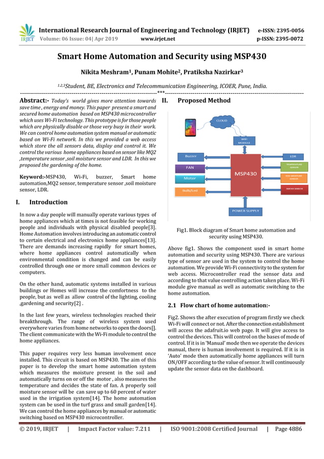 IRJET- Smart Home Automation and Security using Msp430 | PDF