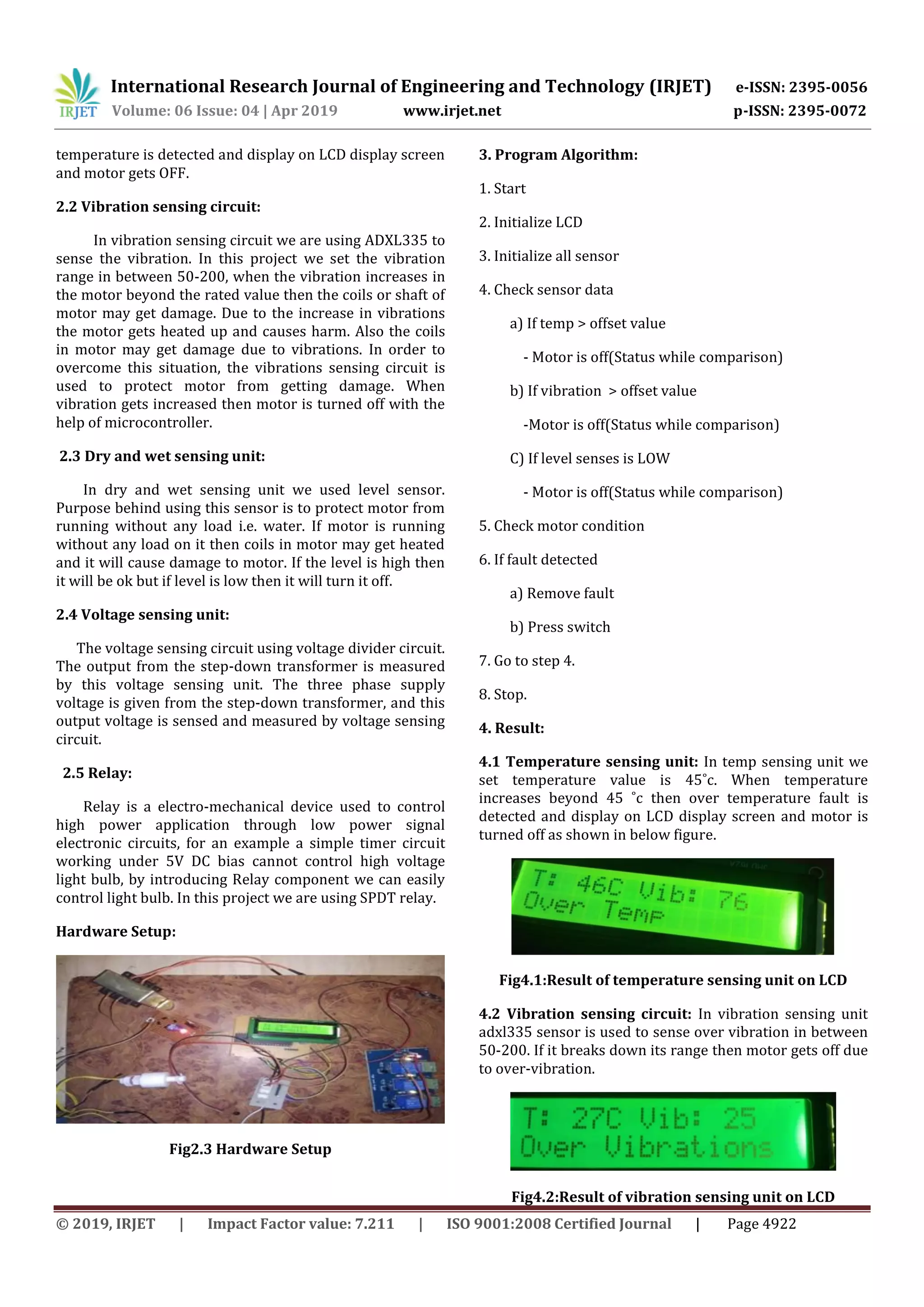 Irjet Protection Of Three Phase Induction Motor Using Microcontroller Pdf