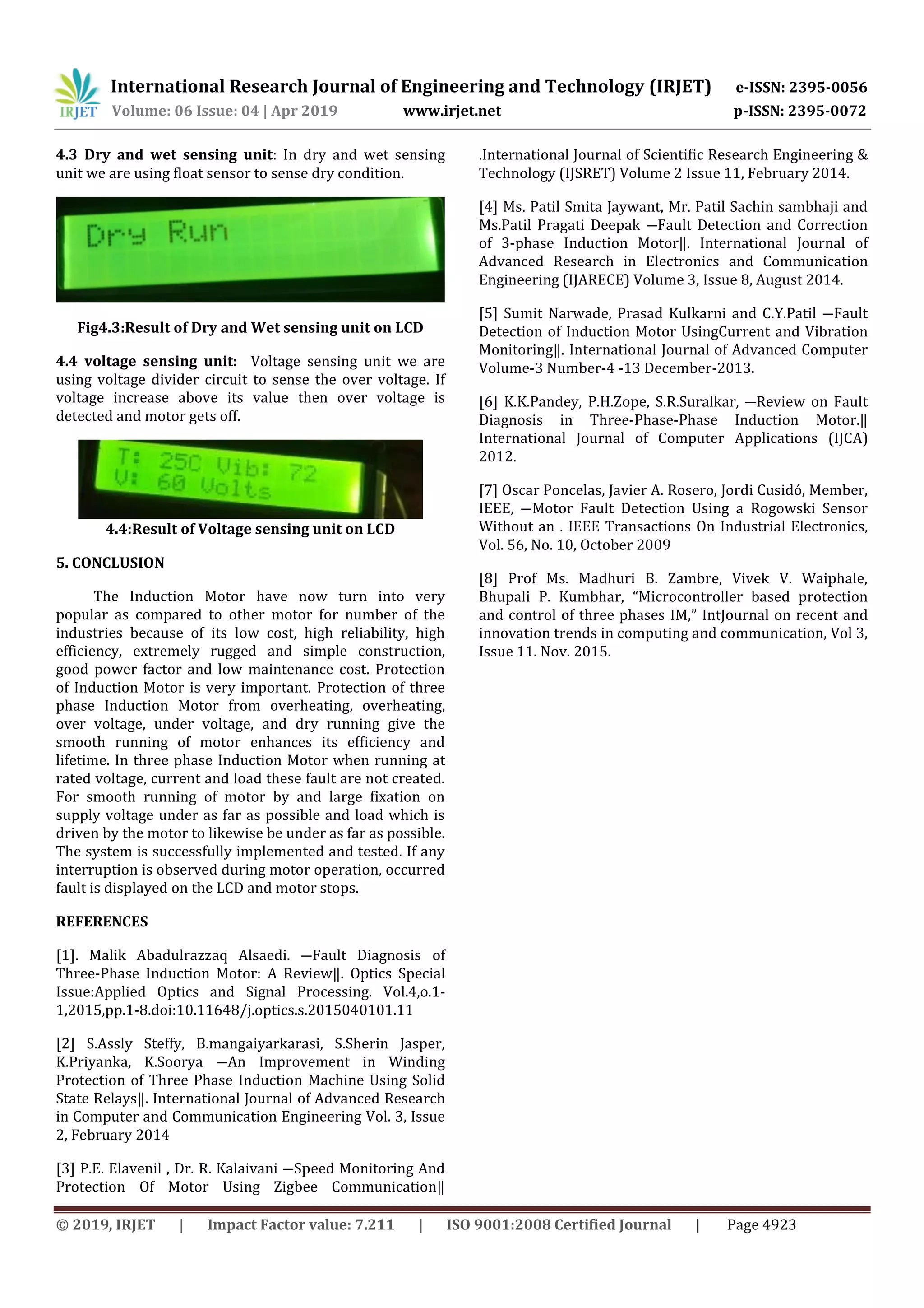 Irjet Protection Of Three Phase Induction Motor Using Microcontroller Pdf