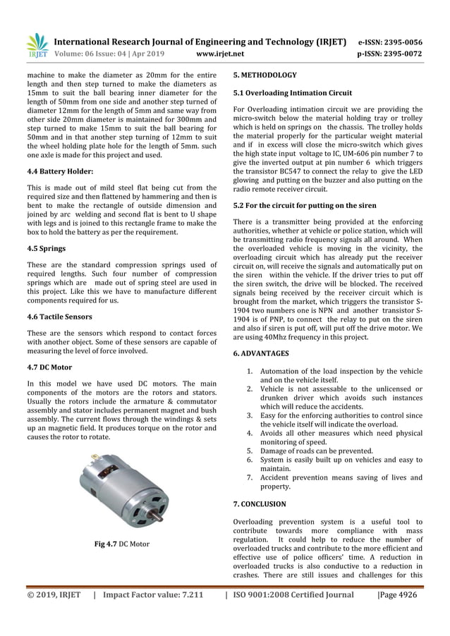 IRJET- Intelligent Overloading Prevention System in Trucks | PDF