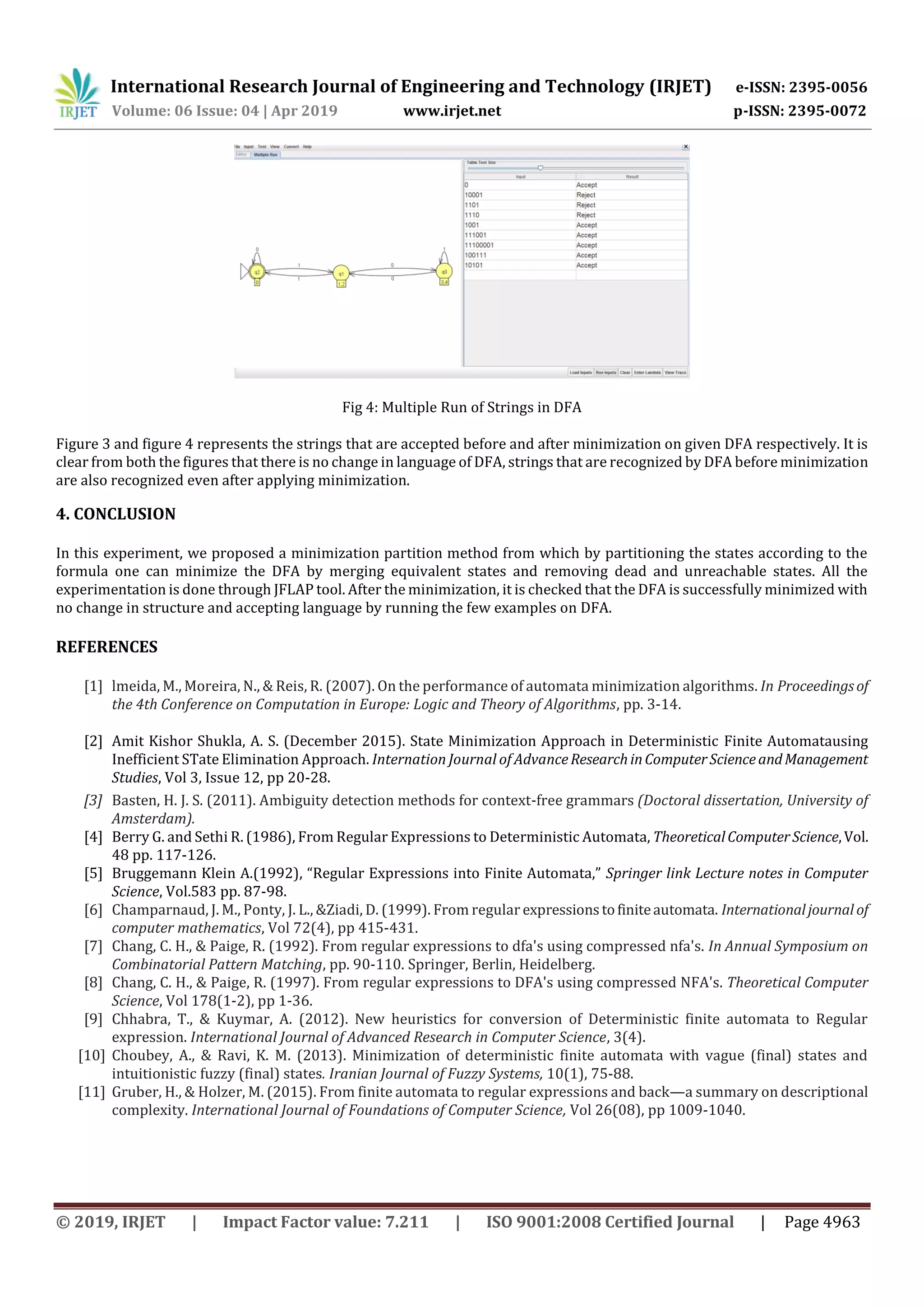 IRJET- Partition Method for DFA Minimization | PDF | Databases | Computer Software and Applications