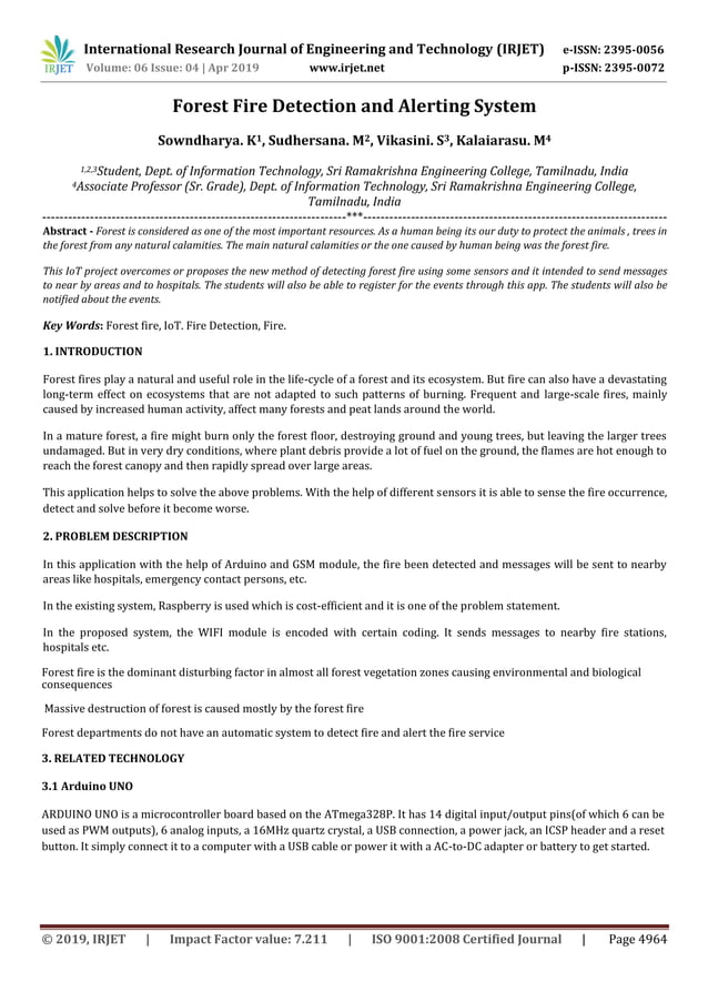 IRJET- Forest Fire Detection and Alerting System | PDF