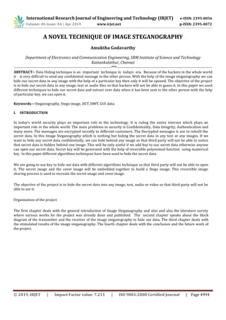 IRJET- A Novel Technique of Image Steganography | PDF