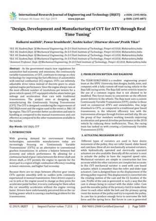 IRJET- Design, Development and Manufacturing of CVT for ATV through ...