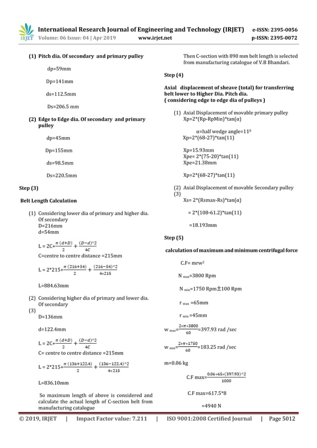 IRJET- Design, Development and Manufacturing of CVT for ATV through Real Time Tuning | PDF