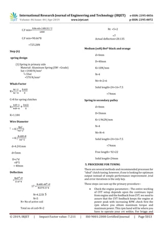 IRJET- Design, Development and Manufacturing of CVT for ATV through Real Time Tuning | PDF