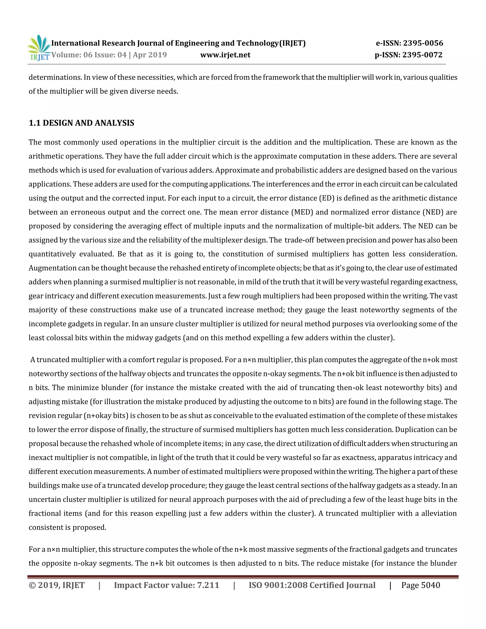 Irjet Approximate Multiplier And 8 Bit Dadda Multiplier Implemented Through Image Processing Pdf