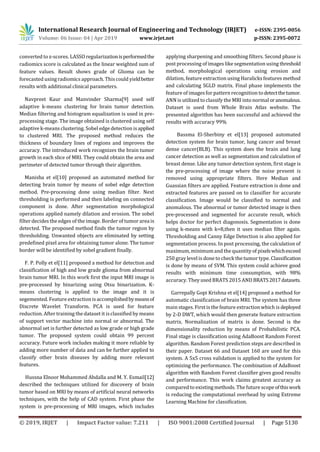 IRJET- Diversified Segmentation and Classification Techniques on Brain Tumor : A Survey | PDF