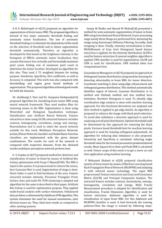 IRJET- Diversified Segmentation and Classification Techniques on Brain Tumor : A Survey | PDF