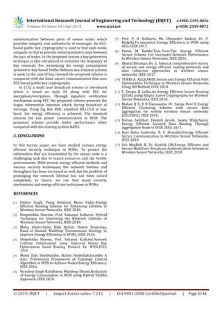 IRJET- Energy Efficient Secure Communication in Wireless Sensor Networks: A Survey | PDF