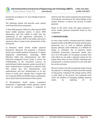 IRJET- A Mobile Payment System Based on Face Recognition | PDF