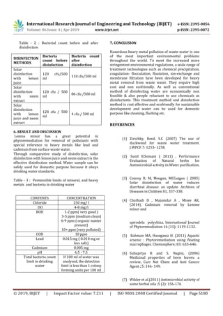 IRJET- Wastewater Treatment using Duckweed and Comparative Study of Cost Effective Disinfection ...