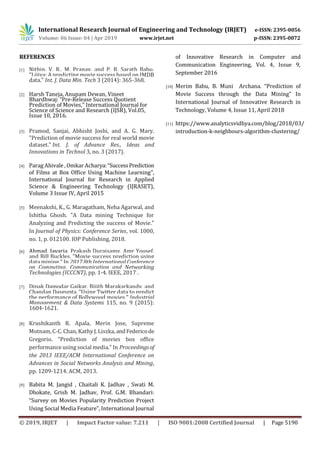 IRJET- Movie Success Prediction using Popularity Factor from Social ...