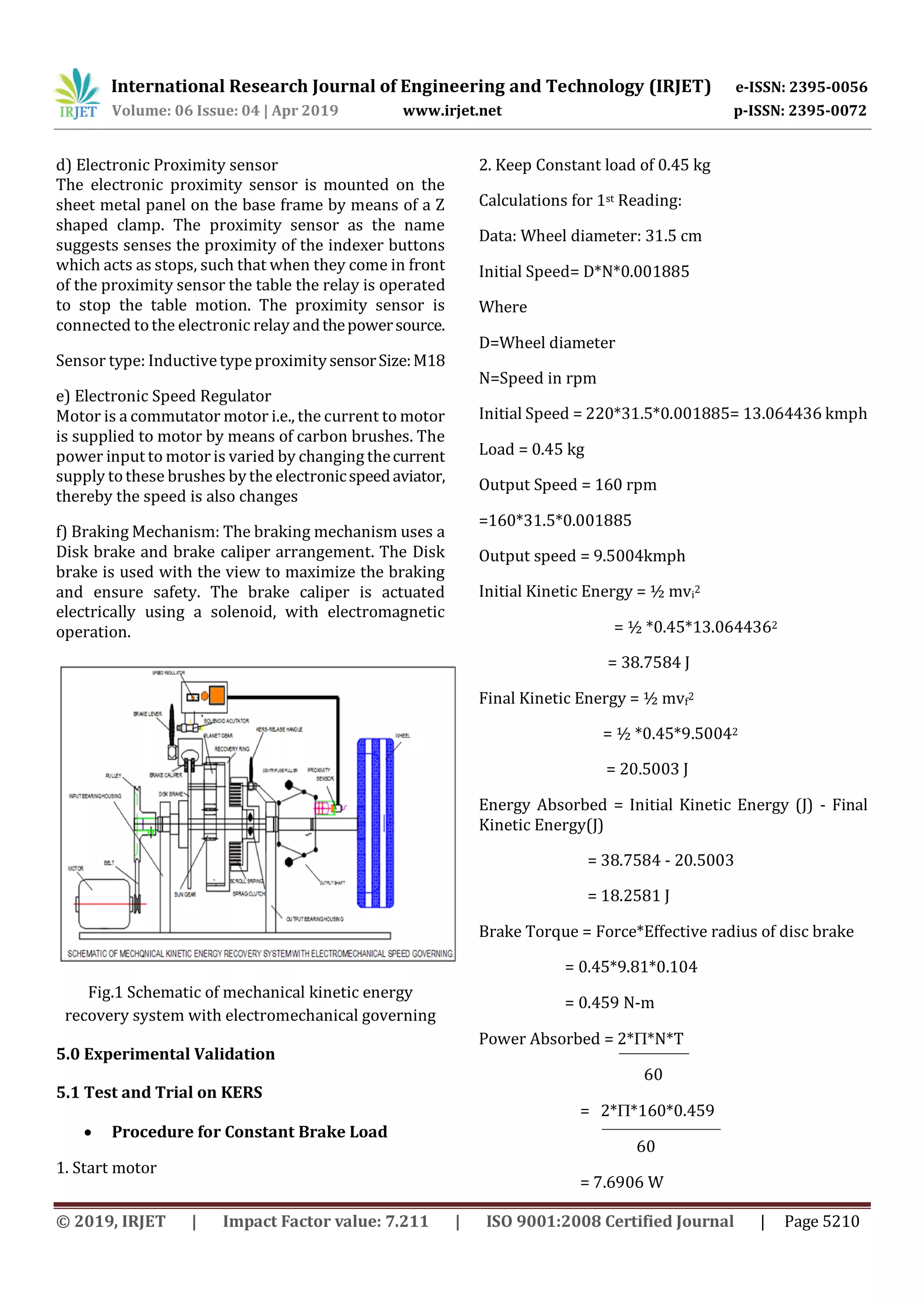 IRJET- Design and Development of Kinetic Energy Recovery System (KERS ...