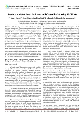 IRJET- Automatic Water Level Indicator and Controller by using ARDUINO ...