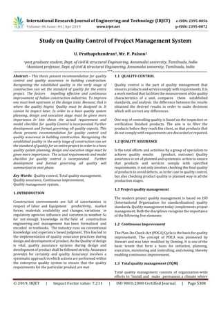 IRJET- Study on Quality Control of Project Management System | PDF