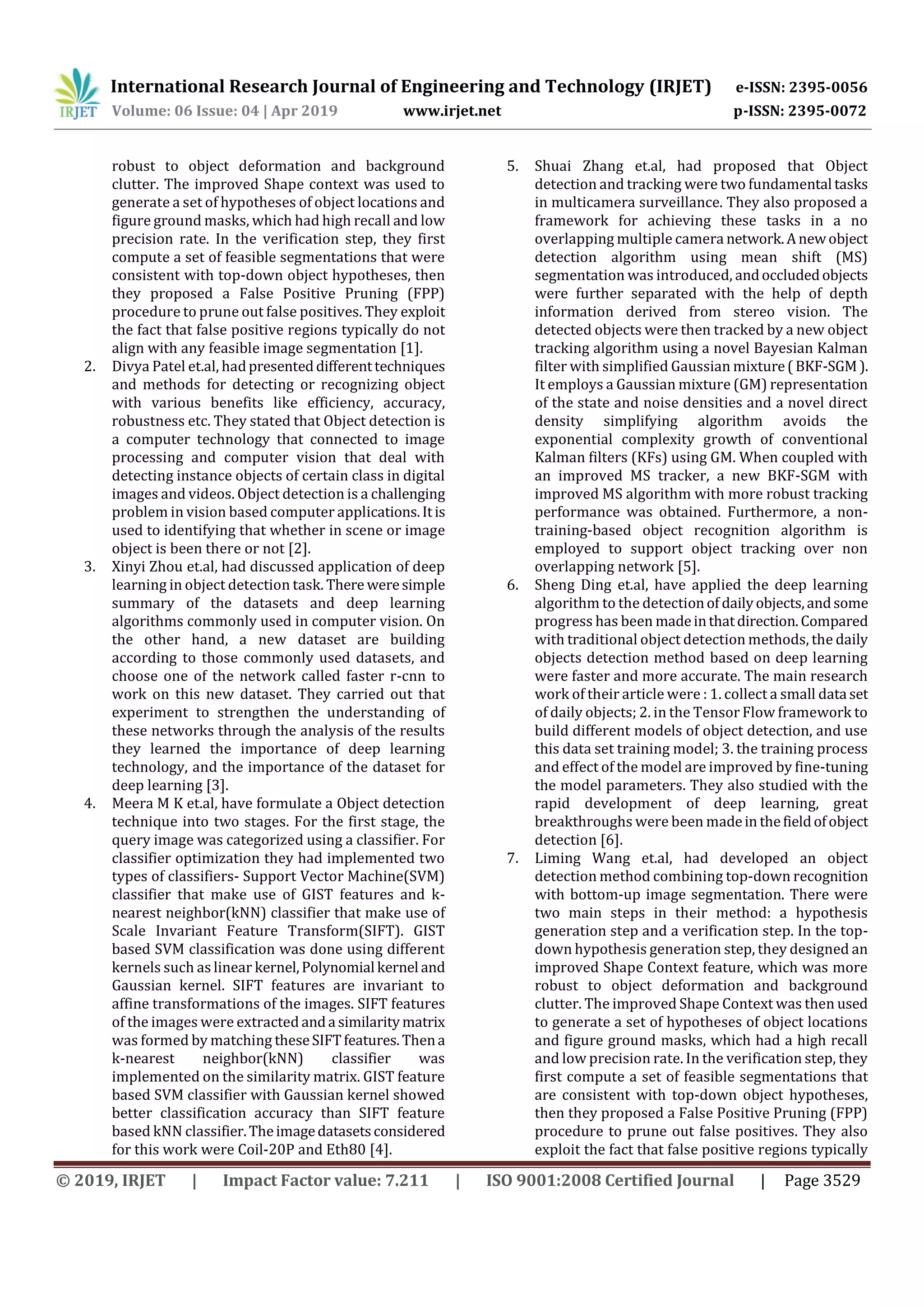 IRJET- Comparative Analysis of Video Processing Object Detection | PDF