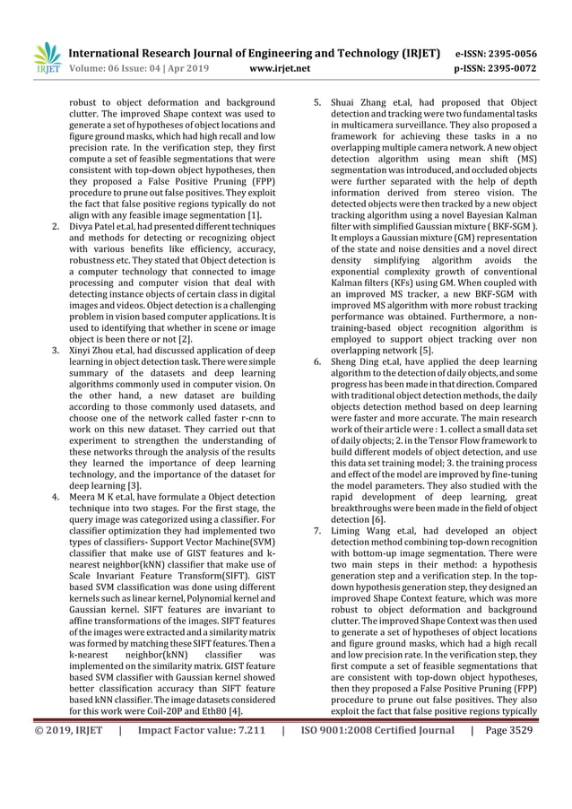 Irjet Comparative Analysis Of Video Processing Object Detection Pdf