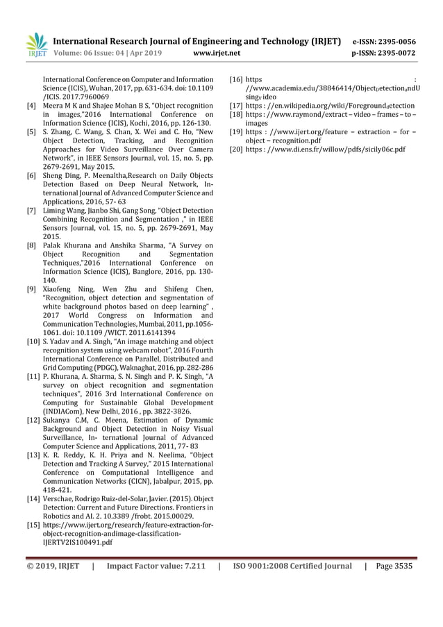 Irjet Comparative Analysis Of Video Processing Object Detection Pdf
