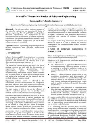 IRJET- Scientific-Theoretical Basics of Software Engineering | PDF