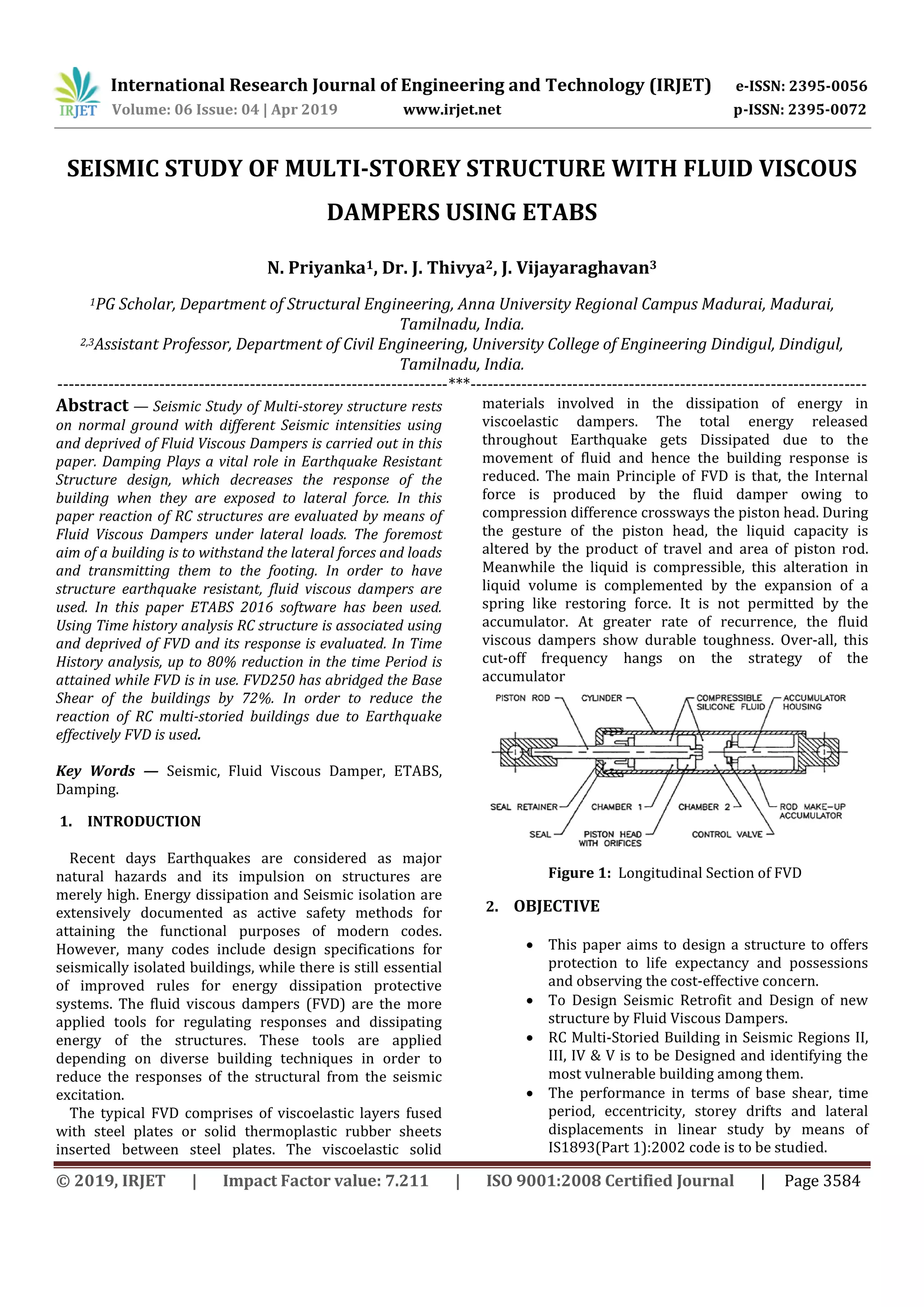 IRJET- Seismic Study of Multi-Storey Structure with Fluid Viscous Dampers using Etabs | PDF