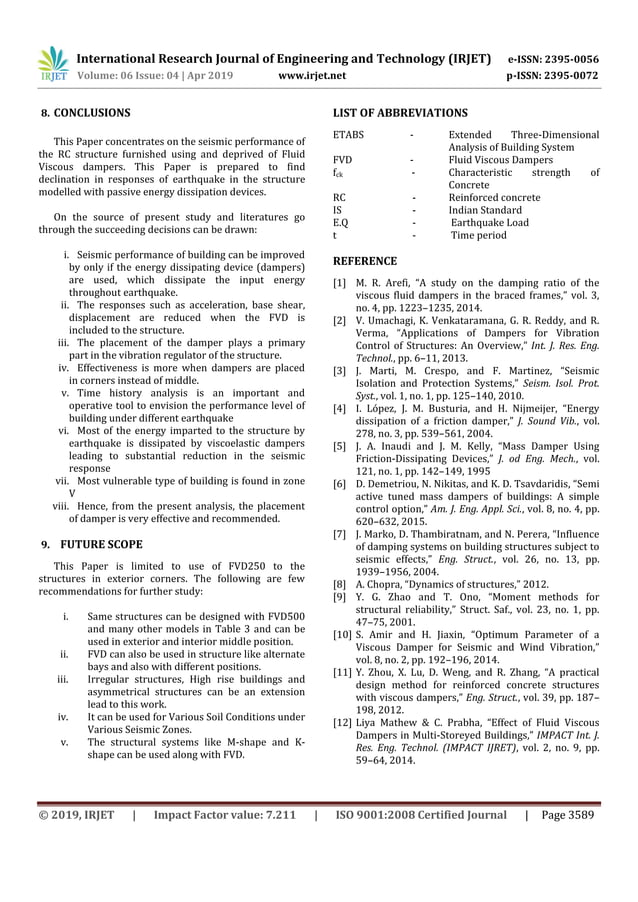 IRJET- Seismic Study of Multi-Storey Structure with Fluid Viscous Dampers using Etabs | PDF