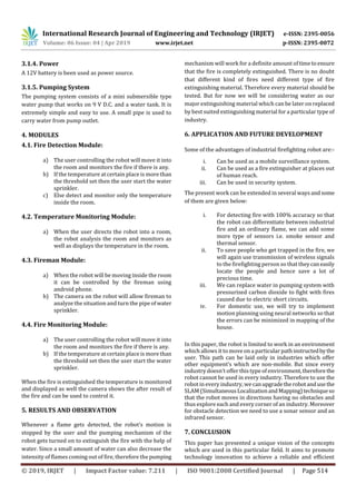 IRJET- An Analytic Study on Fire Fighting Robot | PDF