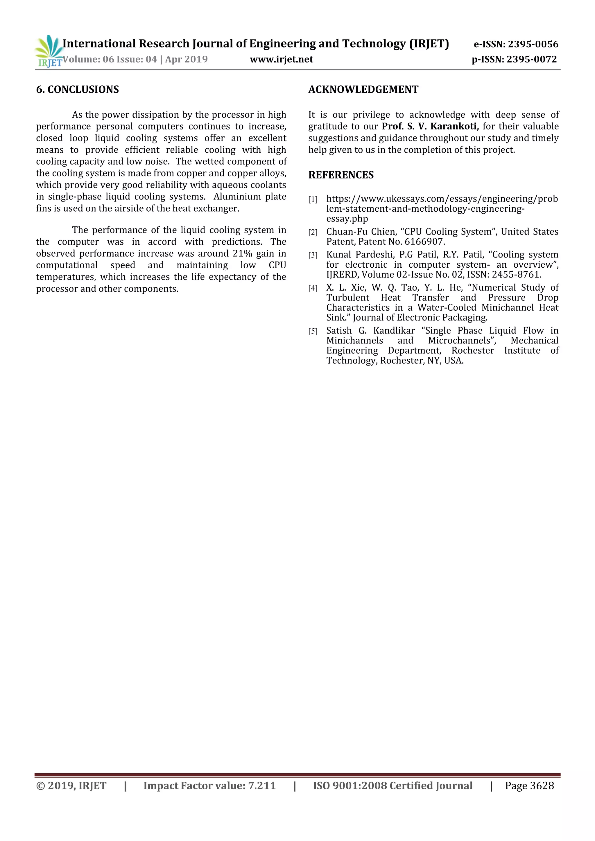 IRJET- Experimental Analysis on Liquid-Cooled Minichannel Heatsink for ...