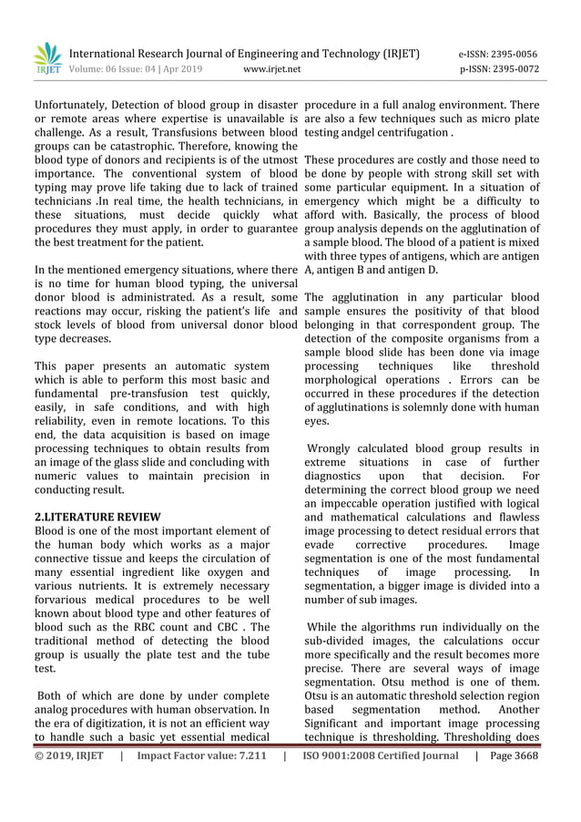 IRJET- Automated Blood Group Recognition System using Image Processing | PDF | Blood Disorders ...