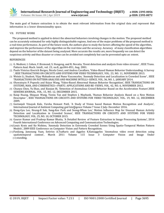 IRJET- Behavior Analysis from Videos using Motion based Feature Extraction | PDF