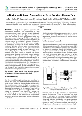IRJET- A Review on different Approaches for Deep Drawing of Square Cup | PDF