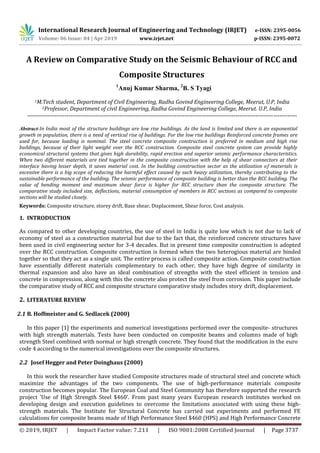 IRJET- A Review on Comparative Study on the Seismic Behaviour of RCC and Composite Structures | PDF