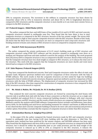 IRJET- A Review on Comparative Study on the Seismic Behaviour of RCC and Composite Structures | PDF