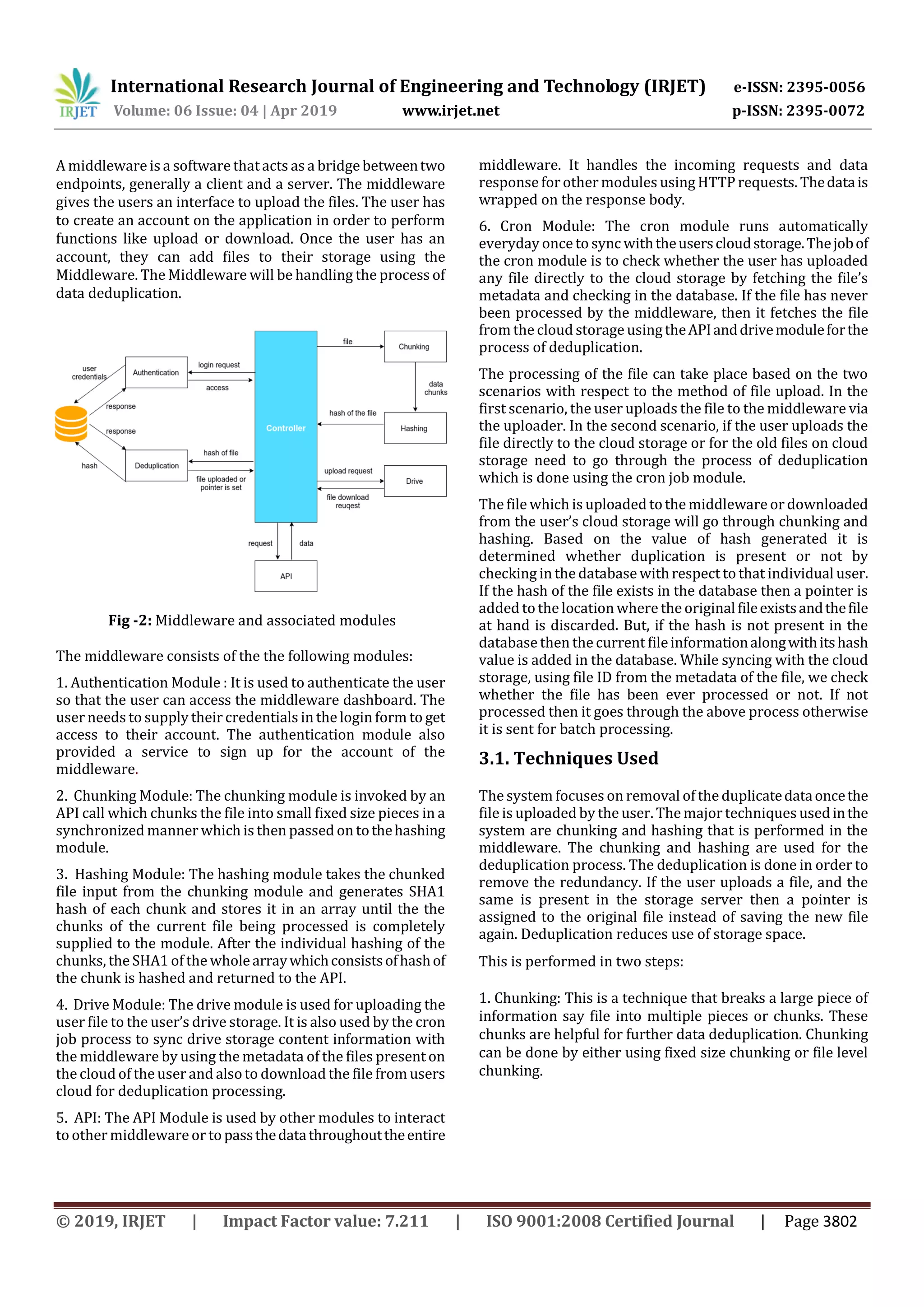 IRJET- Cloud based Deduplication using Middleware Approach | PDF | Data Storage and Warehousing ...