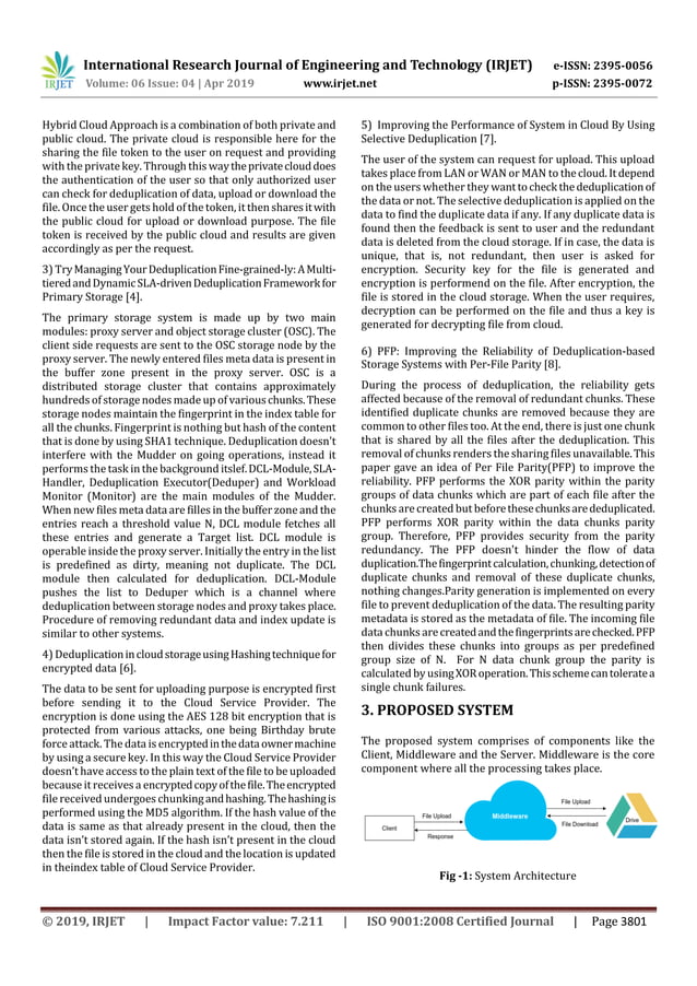 IRJET- Cloud based Deduplication using Middleware Approach | PDF | Data Storage and Warehousing ...