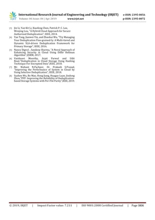 IRJET- Cloud based Deduplication using Middleware Approach | PDF | Data Storage and Warehousing ...