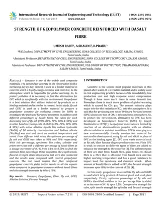 IRJET- Strength of Geopolymer Concrete Reinforced with Basalt Fibre | PDF